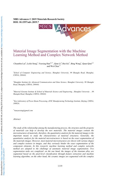 Pdf Material Image Segmentation With The Machine Learning Method And