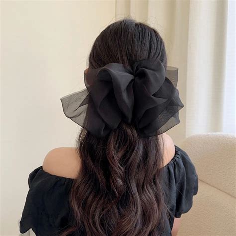 ️数量限定 ️リボン ブラック バレッタ 大きめ ボリューム シフォン 結婚式 メルカリ