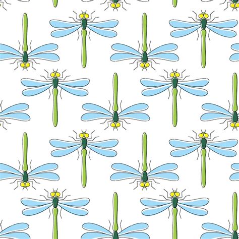 Premium Vector Dragonfly Vector Seamless Pattern
