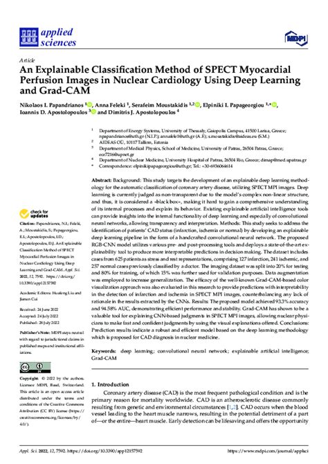 Pdf An Explainable Classification Method Of Spect Myocardial