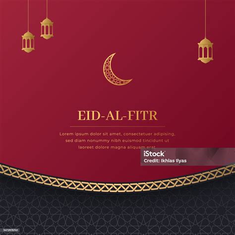 Eidalfitr 이슬람 아랍어 검정색과 빨간색 고급 배경 기하학적 패턴과 그리스 국경 0명에 대한 스톡 벡터 아트 및 기타