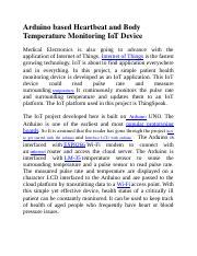 Arduino Based Heartbeat And Body Temperature Monitoring IoT Device Docx
