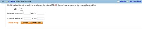 Solved Find The Absolute Extrema Of The Function On The Chegg