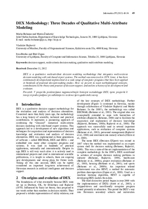 Pdf Dex Methodology Three Decades Of Qualitative Multi Attribute Modeling
