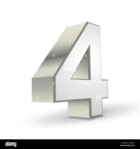 3d shiny silver number 4 on white background Stock Vector Image & Art ...