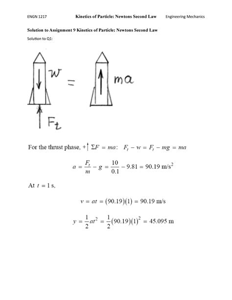 Lecture Newtons Second LawLecture Newtons Second Law ENGN Solution To Assignment