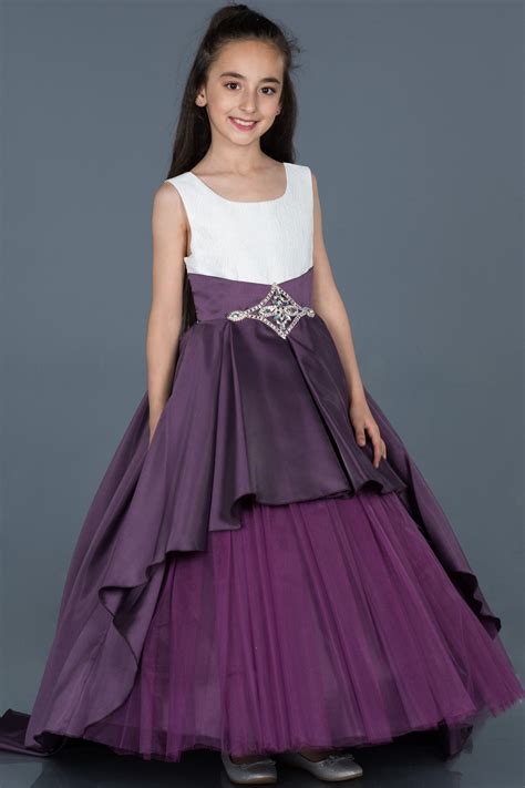 Robe de Soirée Enfants Longue Gris Clair ABU789 Abiyefon