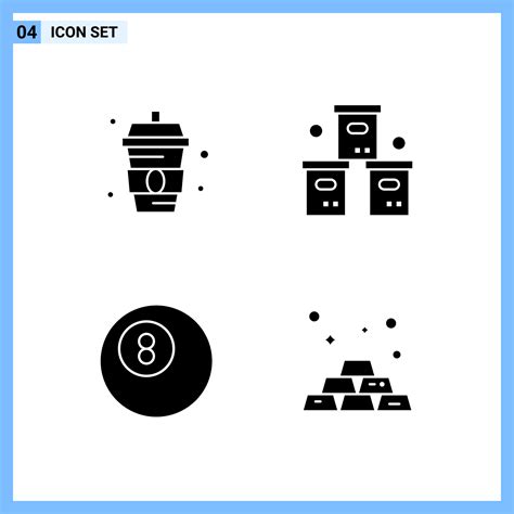 4 iconos de estilo sólido símbolos de glifo creativo signo de icono
