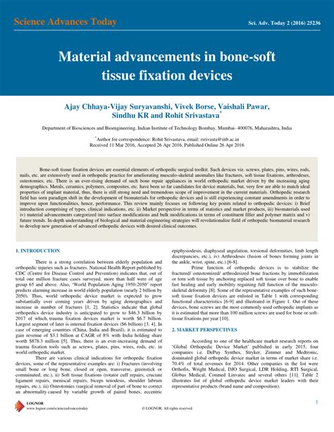 Pdf Material Advancements In Bone Soft Tissue Fixation Devices