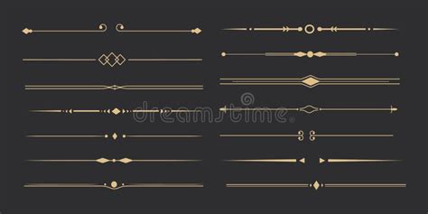 Text Devider Set Gold Line Minimal Separators Elegant Doodlle Borders Decorative Elements
