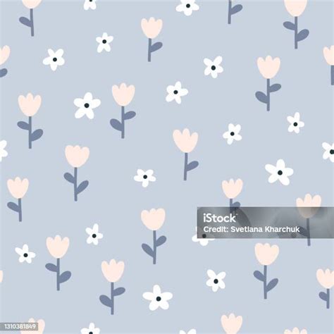 작은 꽃과 꽃 원활한 벡터 패턴 심플한 핸드 그린 스타일 모티프가 흩어져 있는 자유를 모티프 직물 직물 벽지에 대한 꽤 Ditsy 파스텔 팔레트의 디지털 페이퍼 0명에 대한