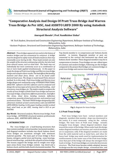 “comparative Analysis And Design Of Pratt Truss Bridge And Warren Truss Bridge As Per Aisc And