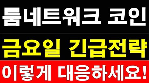 룸네트워크 코인 금요일 긴급전략 이렇게 대응하세요 아크 리플 시바이누 캣인어독스월드 도지코인 센티넬프로토콜