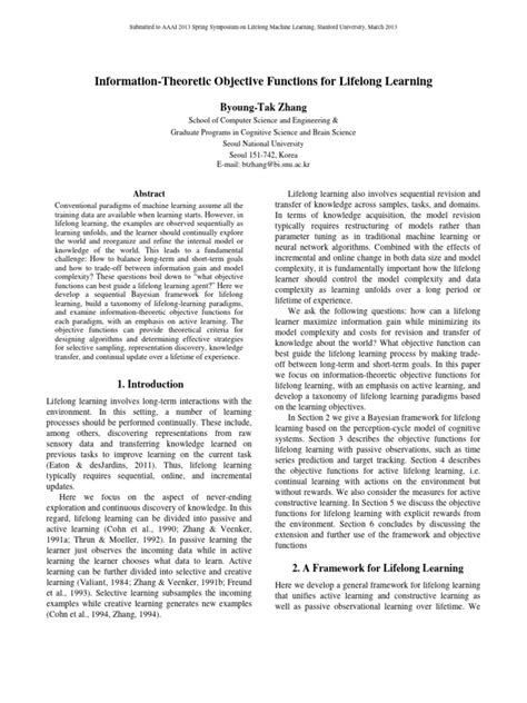 Information Theoretic Principles For Agent Learning Pdf Learning