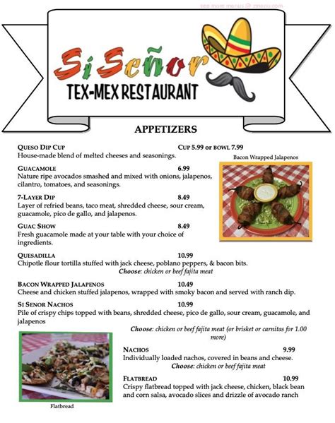 Menu At Si Senor Caddo Mills