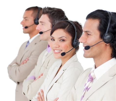 Premium Photo Assertive Customer Service Representatives Standing In A Row