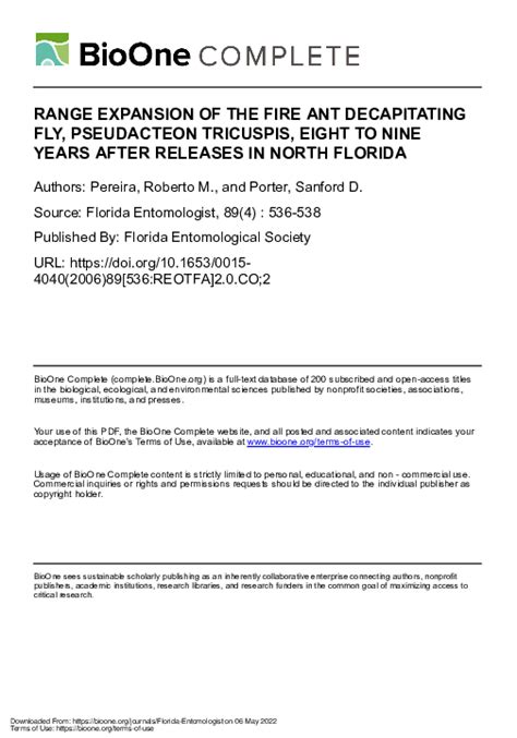 Pdf Range Expansion Of The Fire Ant Decapitating Fly Pseudacteon