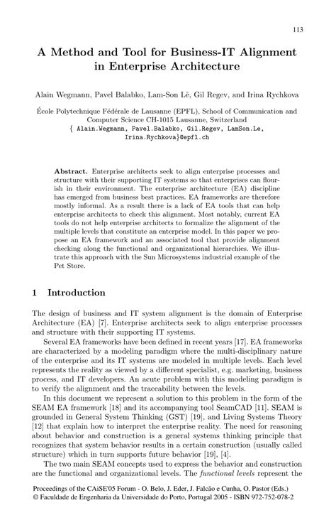 Pdf A Method And Tool For Business It Alignment In Enterprise