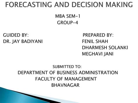 Operations Management Forecasting