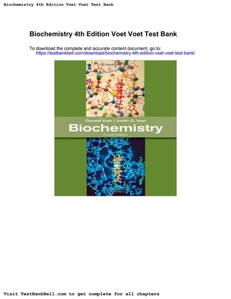 Downloadbiochemistry 4th Edition Voet Voet Test Bank By Bernard