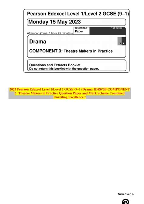 2023 pearson edexcel level 1 level 2 gcse 9 1 drama 1dr0 3b component