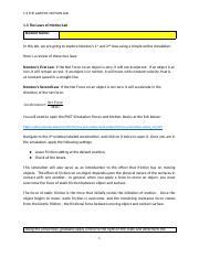 Exploring Newton S Laws Of Motion Lab Simulation And Analysis Course Hero