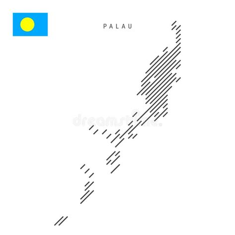 Palau Map From Pattern Of Black Slanted Parallel Lines Flat Vector Illustration Isolated On