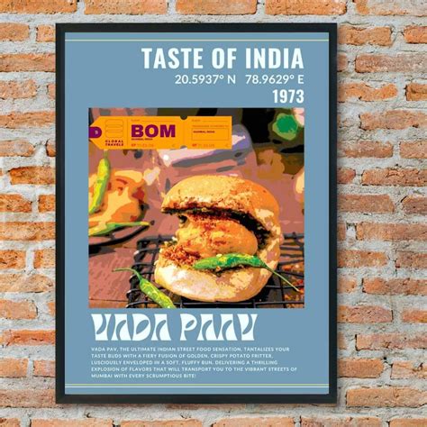 Vada Paav India Poster Desi Art Kitchen Décor Food Art Mid