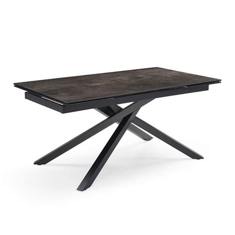 Table extensible 180 260 cm céramique gris vieilli pied torsadé MAINE 05