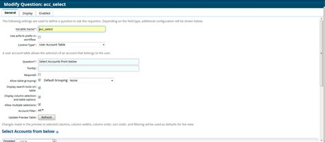 rsa identity governance and lifecycle user account table control type