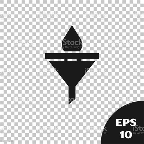 투명 한 배경에 격리 된 검은 깔때기 또는 필터 및 모터 오일 드롭 아이콘입니다 벡터 일러스트레이션 과학 실험에 대한 스톡 벡터 아트 및 기타 이미지 Istock