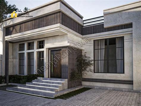 نما کار طراحی نمای ساختمان یک طبقه مدرن عرض 12 فوق العاده زیبا نماکار