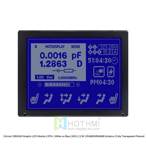 38 Inch 320x240 Graphic Lcd Module Stn White On Blue Mcu 33v