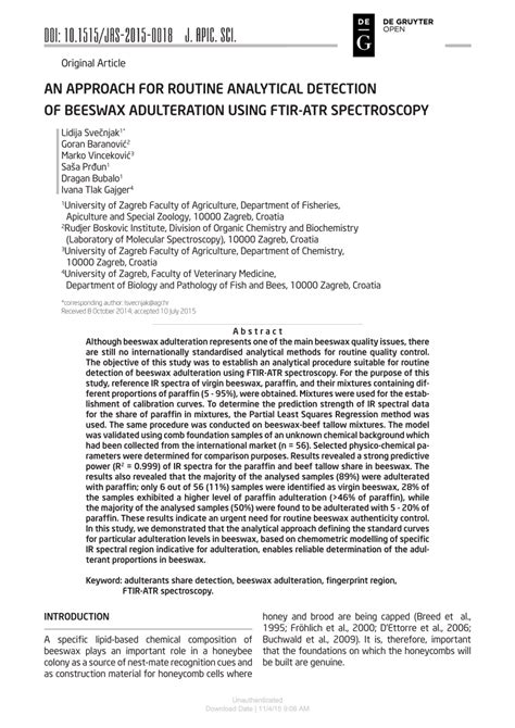Pdf An Approach For Routine Analytical Detection Of Beeswax