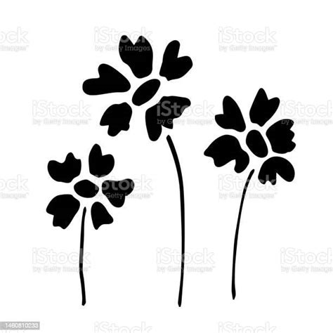 Dessin Vectoriel Simple Silhouette Noire De Fleurs Sur Une Tige