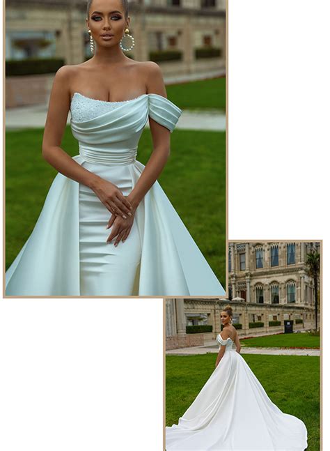 Trumpetmermaid Off The Shoulder Sleeveless Satinsequined Wedding