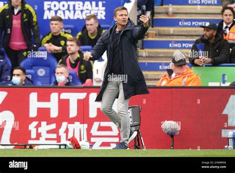 Leeds United Manager Jesse Marsch Instructs His Players During The