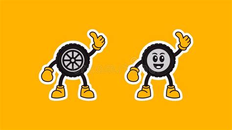 Set Of Tire Cartoon Vector Icon Illustration Stock Vector