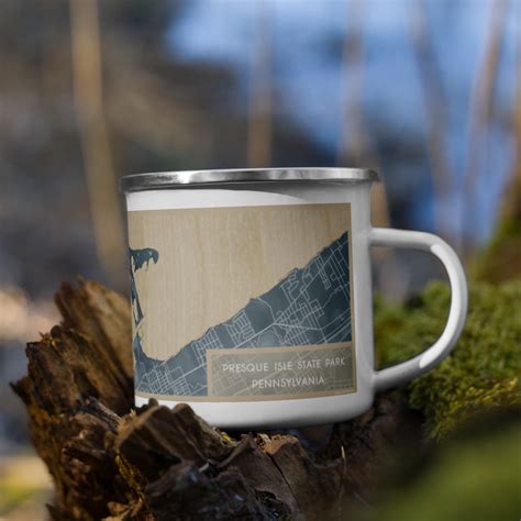 Presque Isle State Park Pennsylvania Map Enamel Mug In Afternoon
