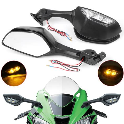오토바이 후면보기 사이드 미러 Led 턴 신호 빛 가와사키 닌자 Zx 10r Zx10r Zx 10r 2011 2012 2013 2014 Aliexpress