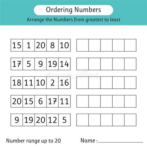 Ordering Numbers Worksheet Arrange The Numbers From Greatest To Least