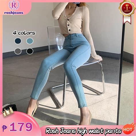 Rosh Jeans Pants For Women Skinny High Waist Quality Skinny Side Zipper