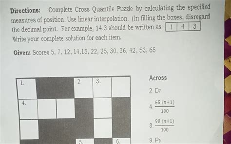 Solved Directions Complete Cross Quantile Puzzle By Calculating The
