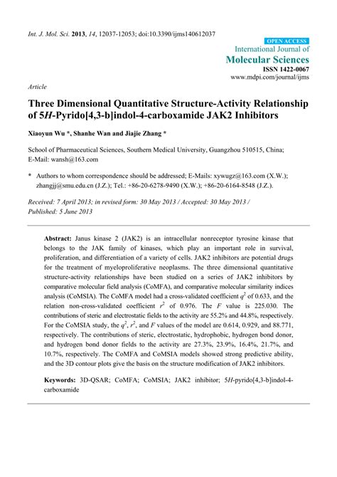 Pdf Three Dimensional Quantitative Structure Activity Relationship Of