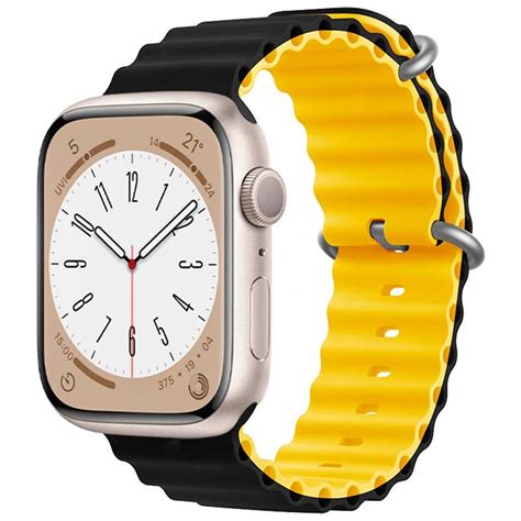 Pulseira Para Apple Watch Mm Wave Material TPU Preto Amarelo