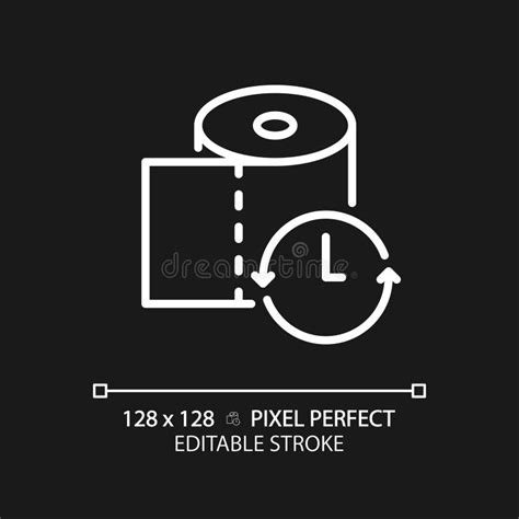 2d Customizable Thin Line White Toilet Paper With Clock Icon Stock