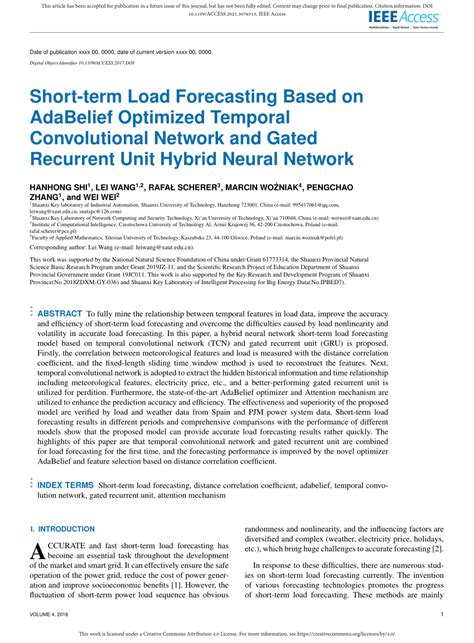 pdf short term load forecasting based on adabelief optimized temporal