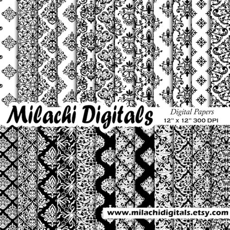 Damask Digital Paper Etsy