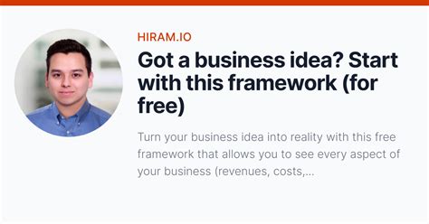 Got A Business Idea Start With This Framework For Free