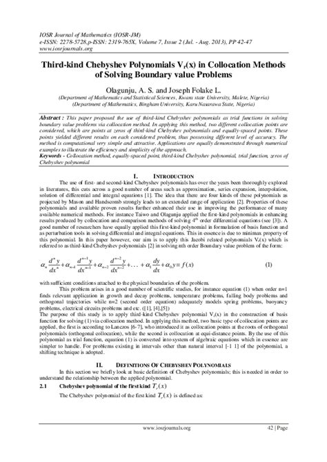 pdf third kind chebyshev polynomials v r x in collocation methods